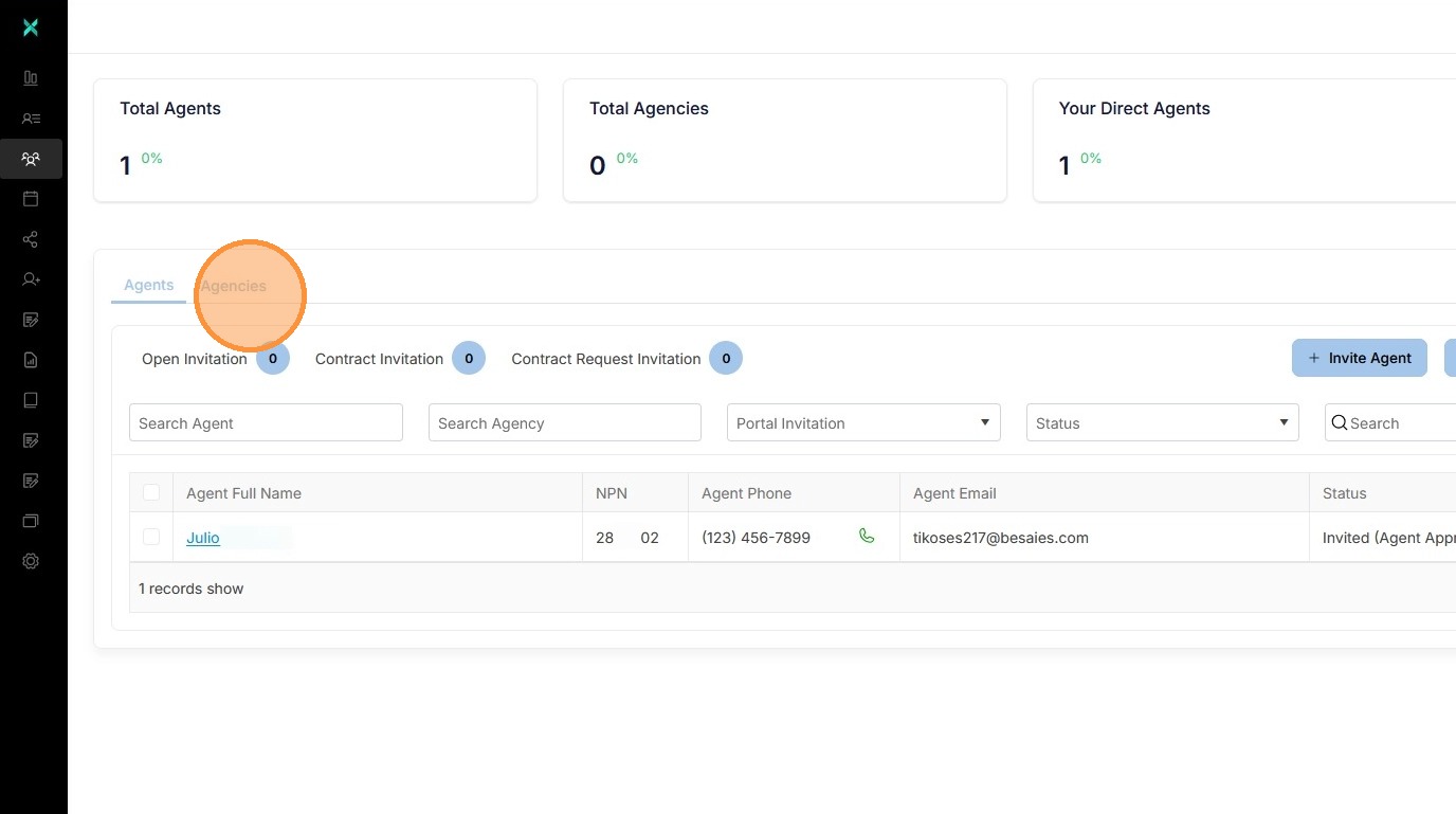 How to invite an agency with the "Add Agency" button