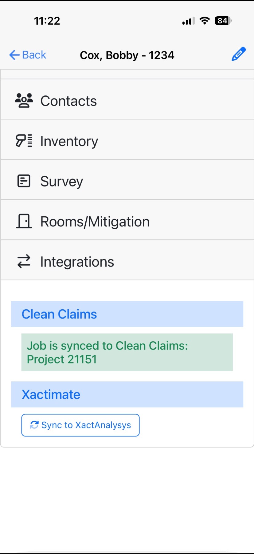 Importing a job from Jobsight to Clean Claims - Mobile