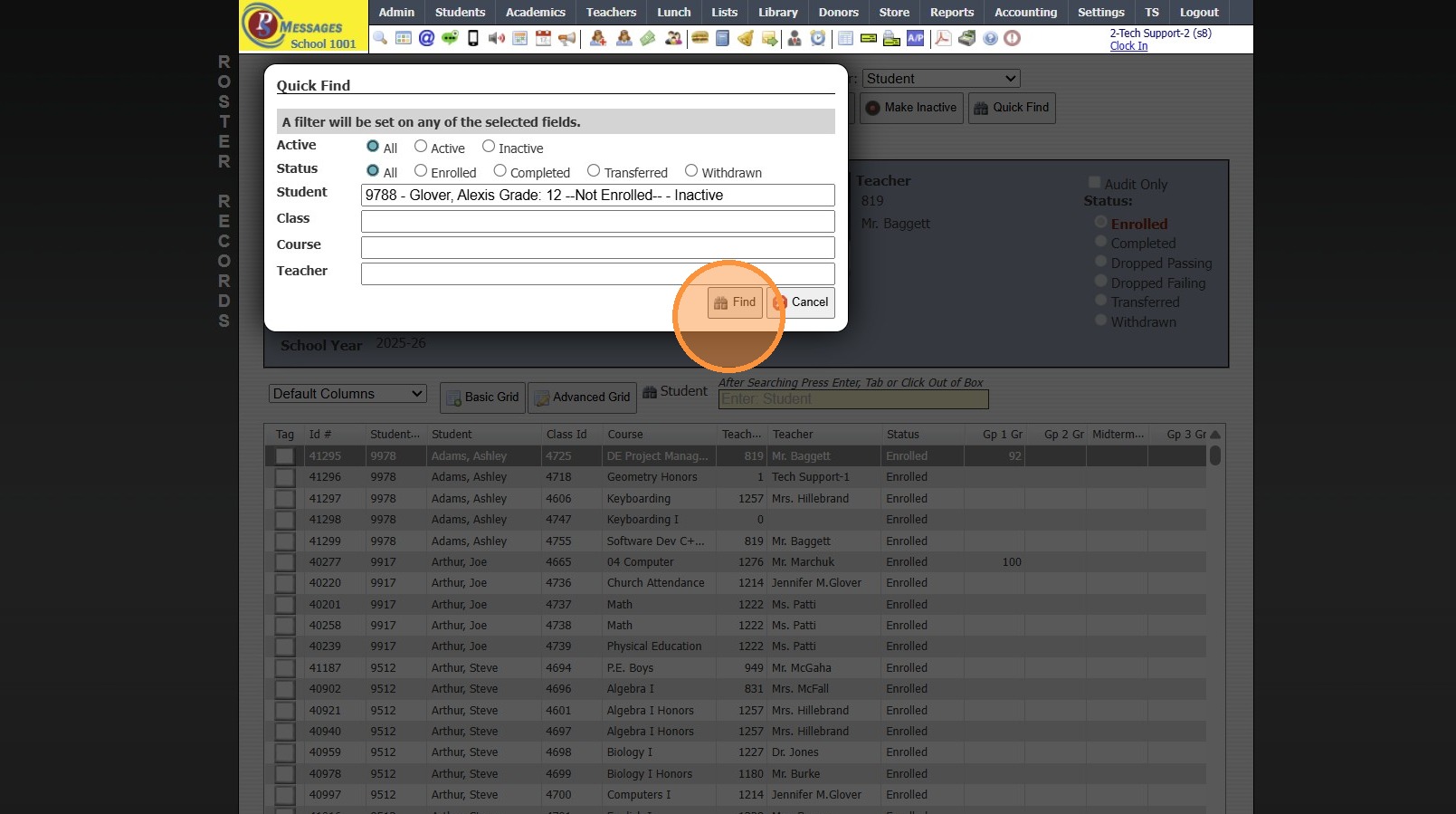 I Withdrew a Student and now the Student's Grade are not on the Report ...