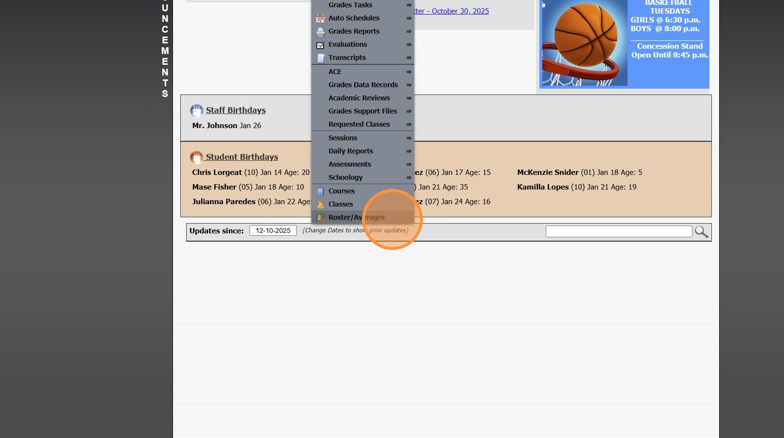 I Withdrew a Student and now the Student's Grade are not on the Report ...