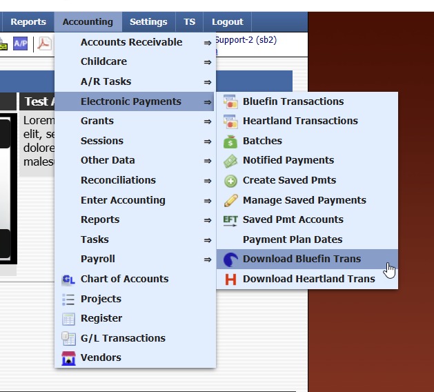 Download BlueFin Transaction Report