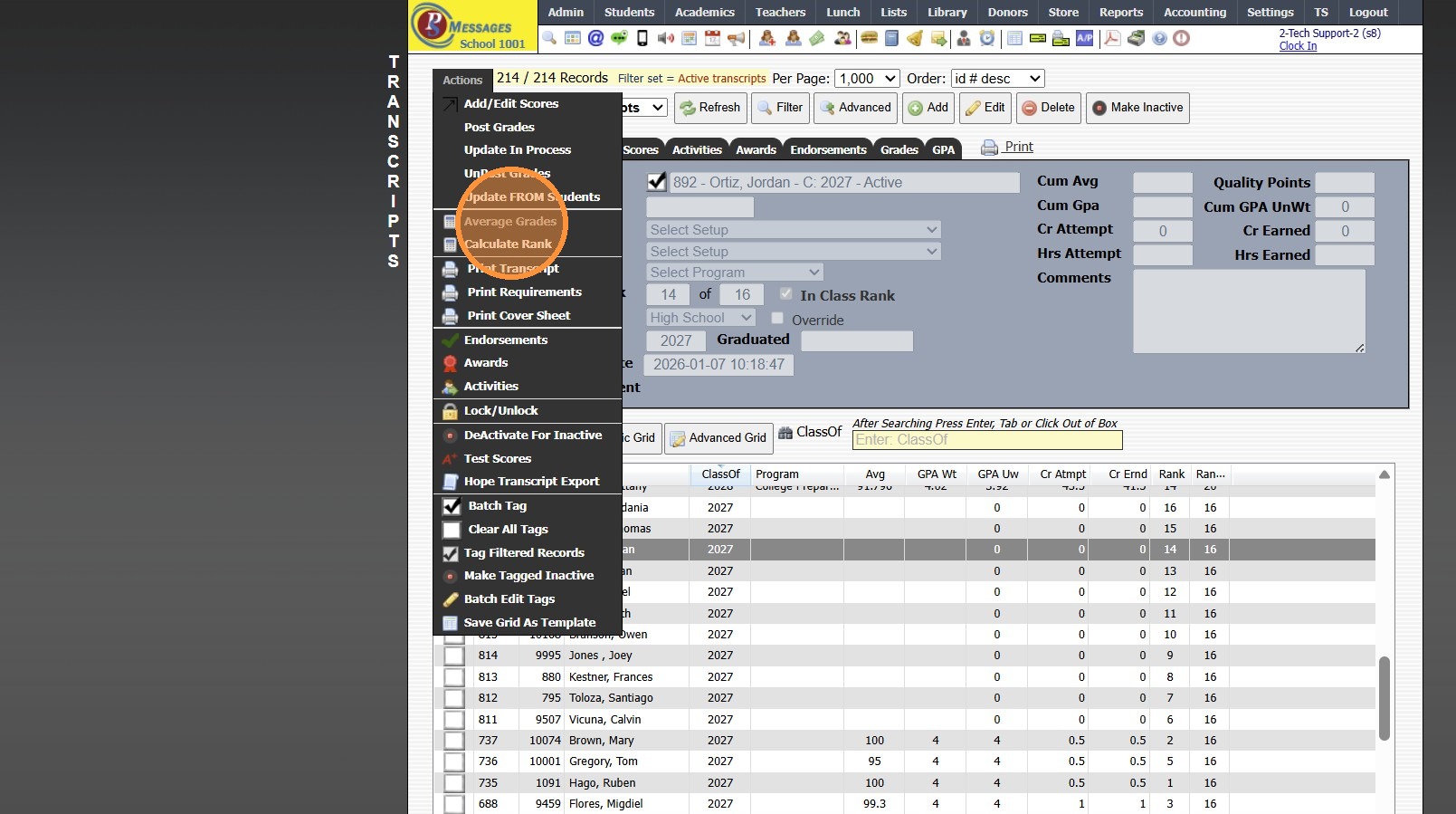 Why are the Transcripts not showing the Cumulative Average and ...