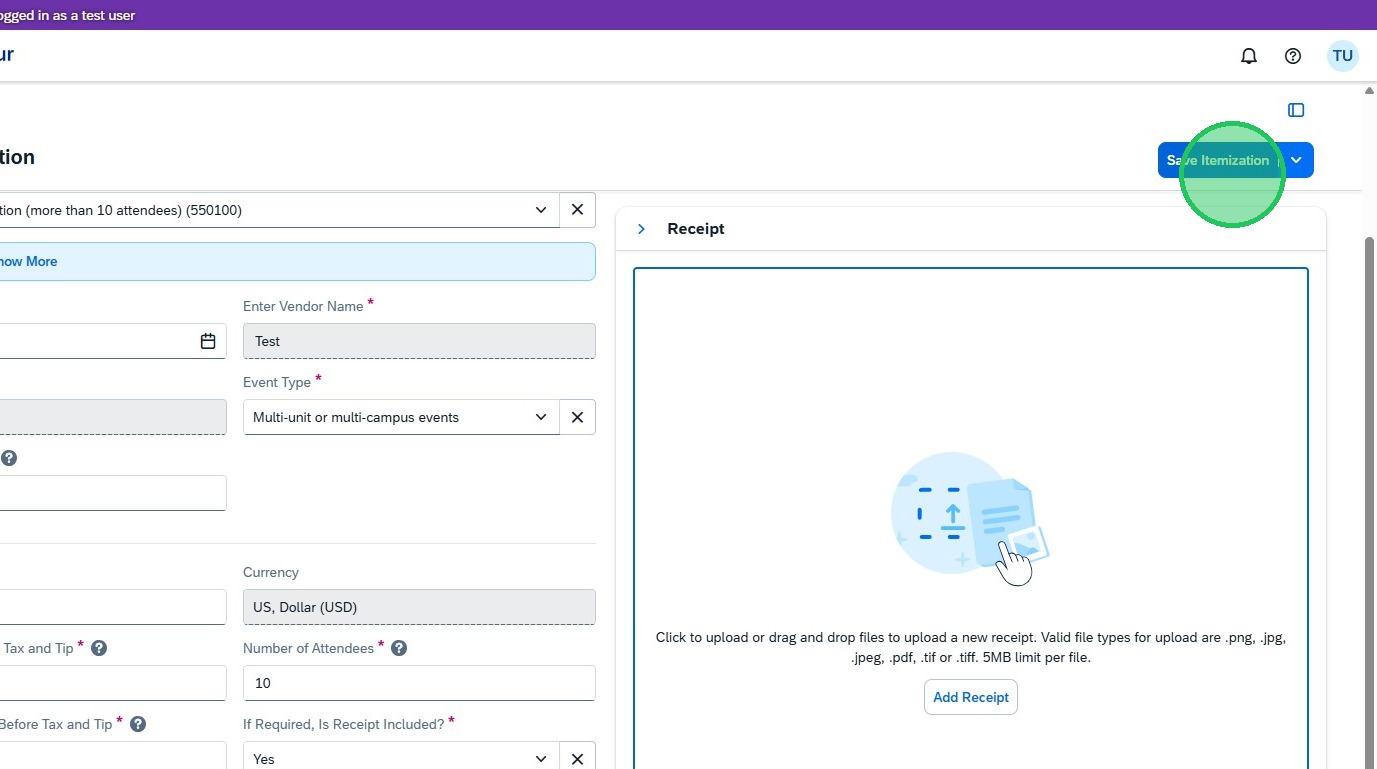Concur Expense: Reconciling an Official Function Expense
