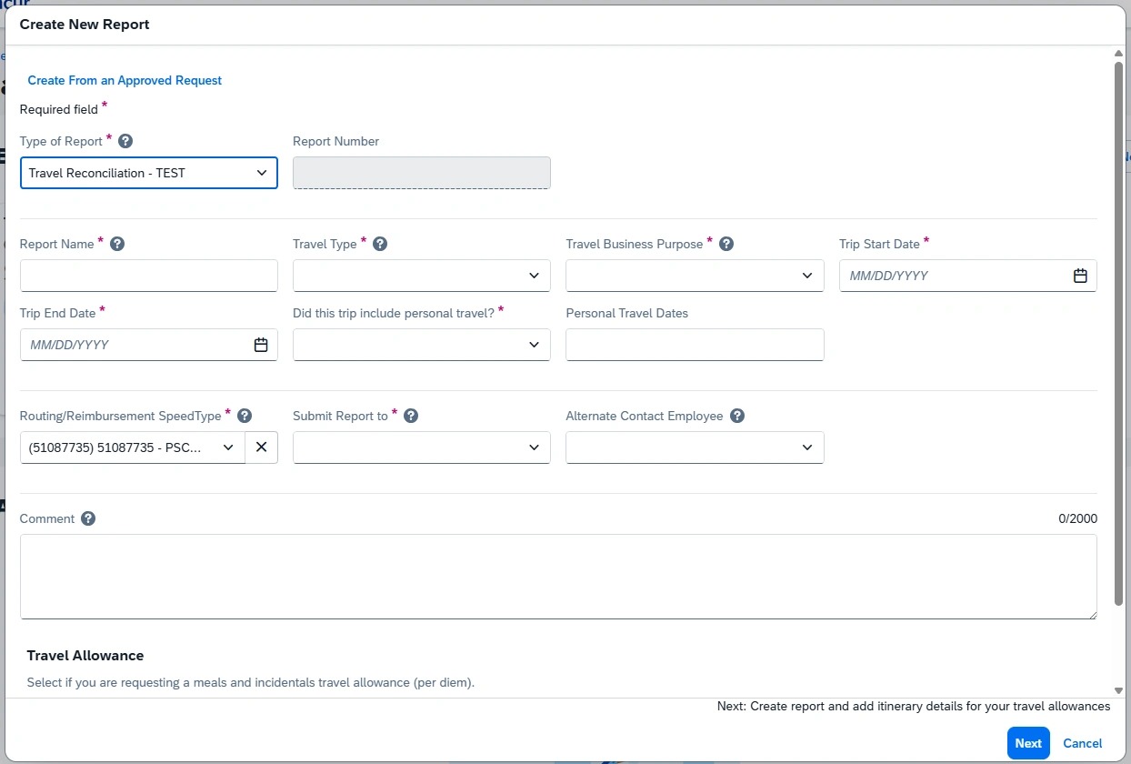 Concur Expense: Creating a New Employee Travel Reconciliation Report