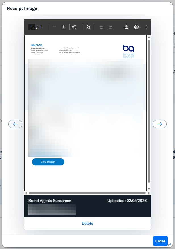 Concur Expense: Available Receipts Section