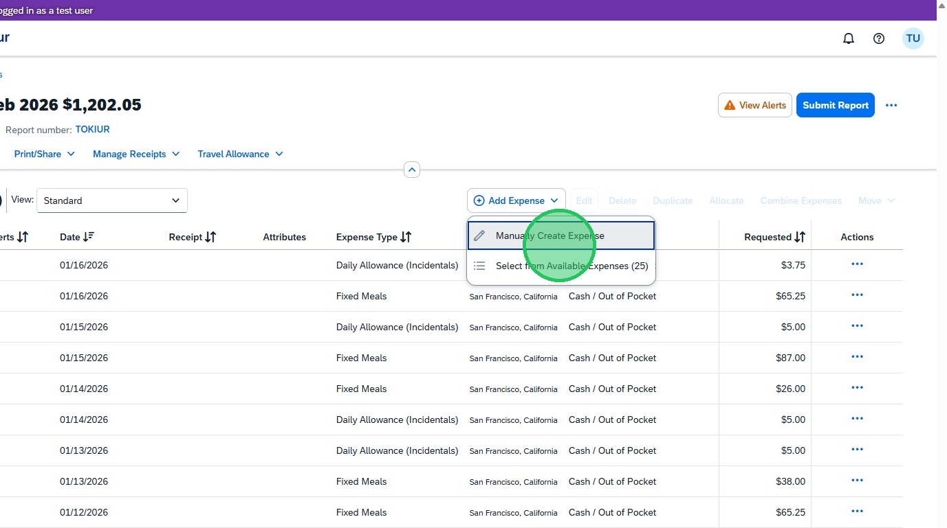 Concur Expense: Adding an Expense