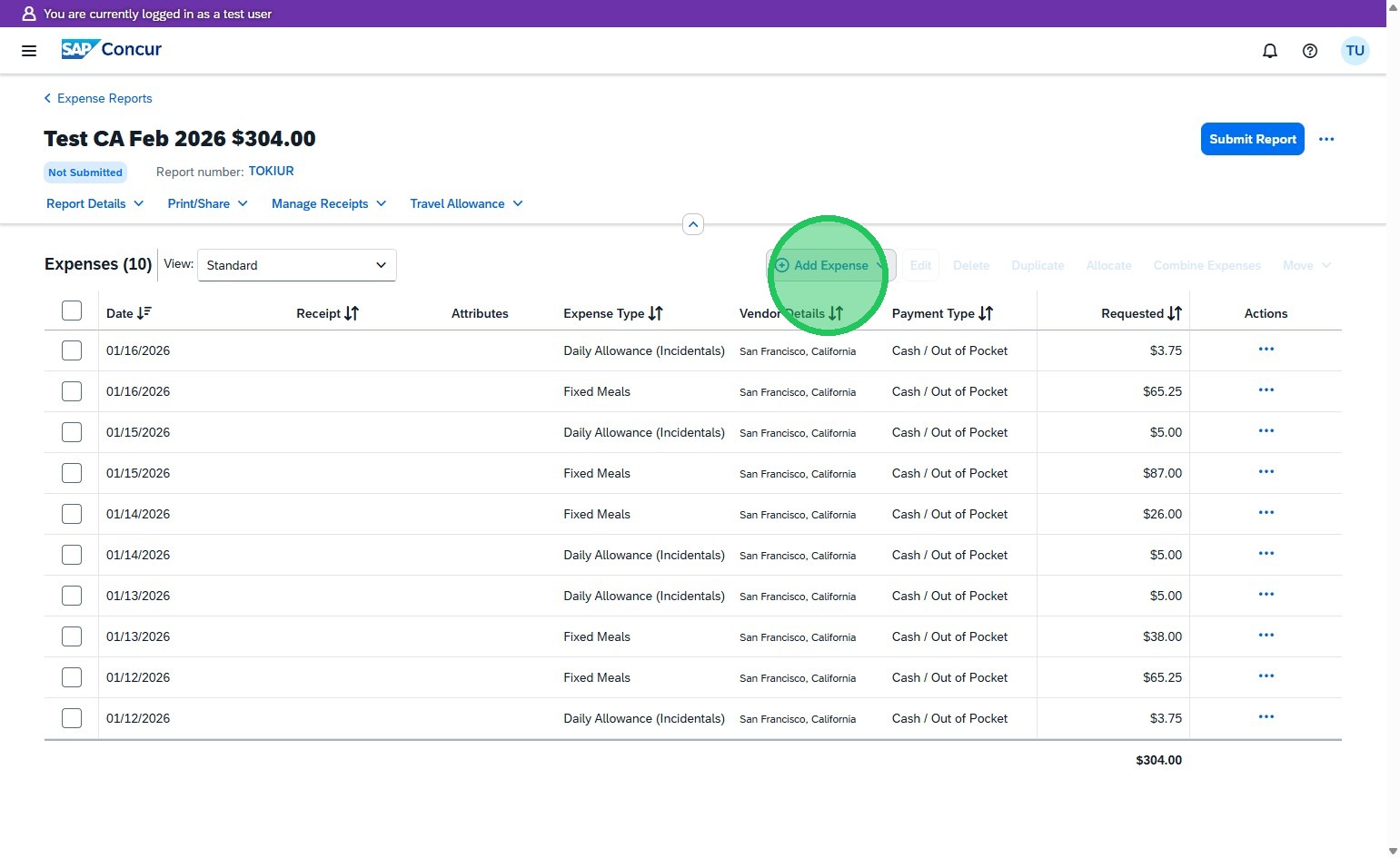 Concur Expense: Adding an Expense
