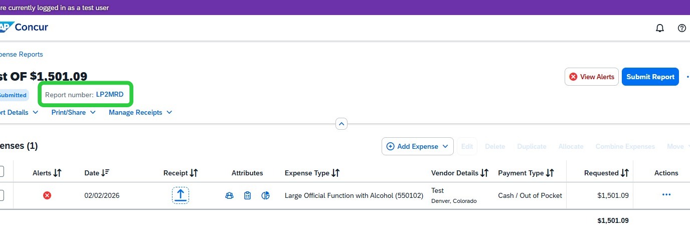 Concur Expense: Finding the Report Number