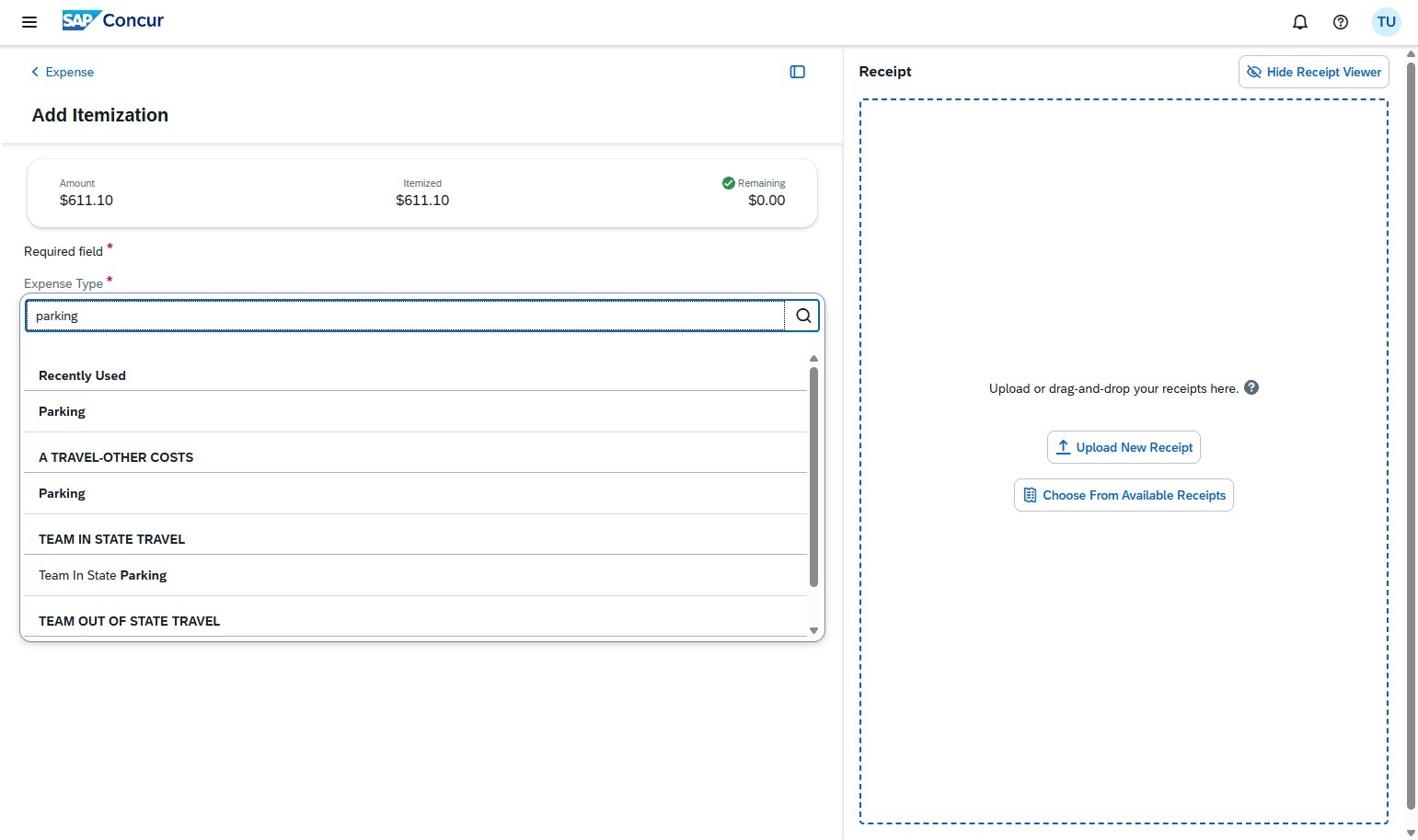 Concur Expense: Hotel/Lodging Itemizations