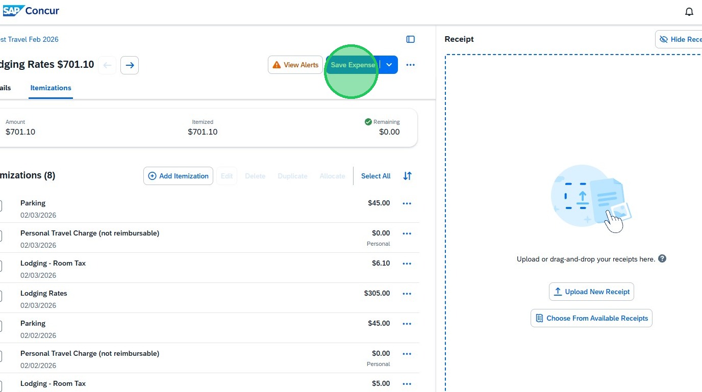 Concur Expense: Hotel/Lodging Itemizations