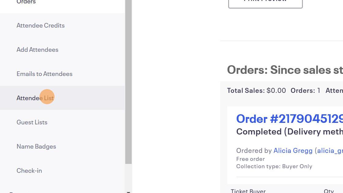 Viewing Event Attendee List In Eventbrite